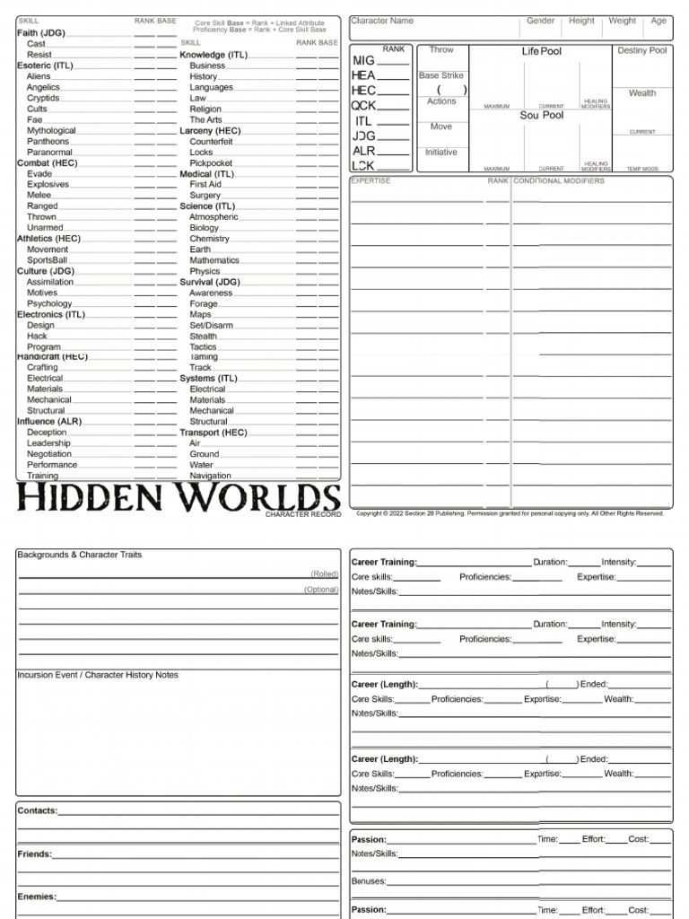 HW Complete Character Sheet V - 3 | PDF