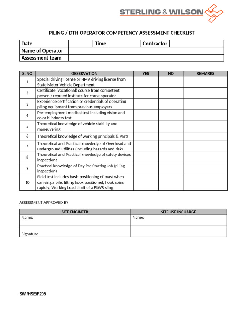 5.piling DTH Machine Operator | PDF