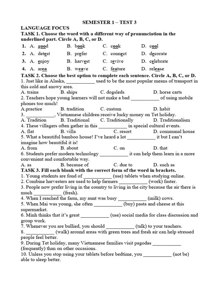 SEMESTER 1 - TEST 3 | PDF
