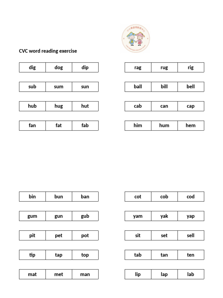 CVC Word Reading Exercise | PDF