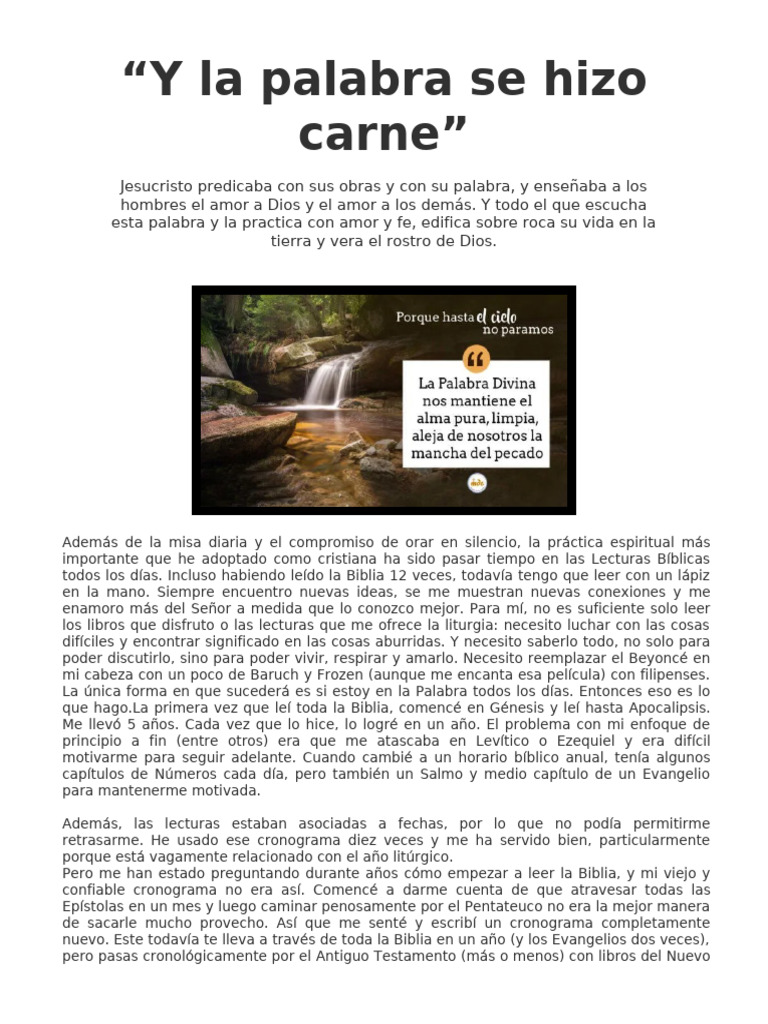 Y La Palabra Se Hizo Carne | PDF | Biblia | Oración