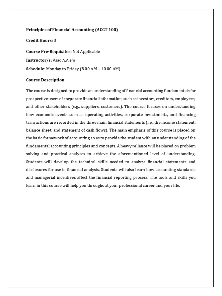 Principles of Financial Accounting | PDF