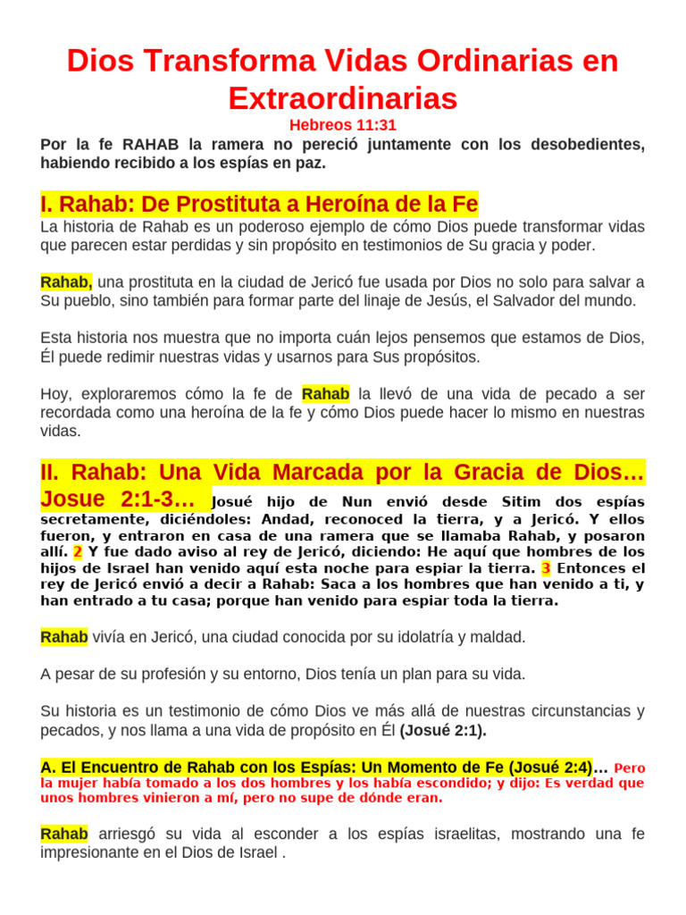 Dios Transforma Vidas Ordinarias en Extraordinarias | PDF | Joshua ...