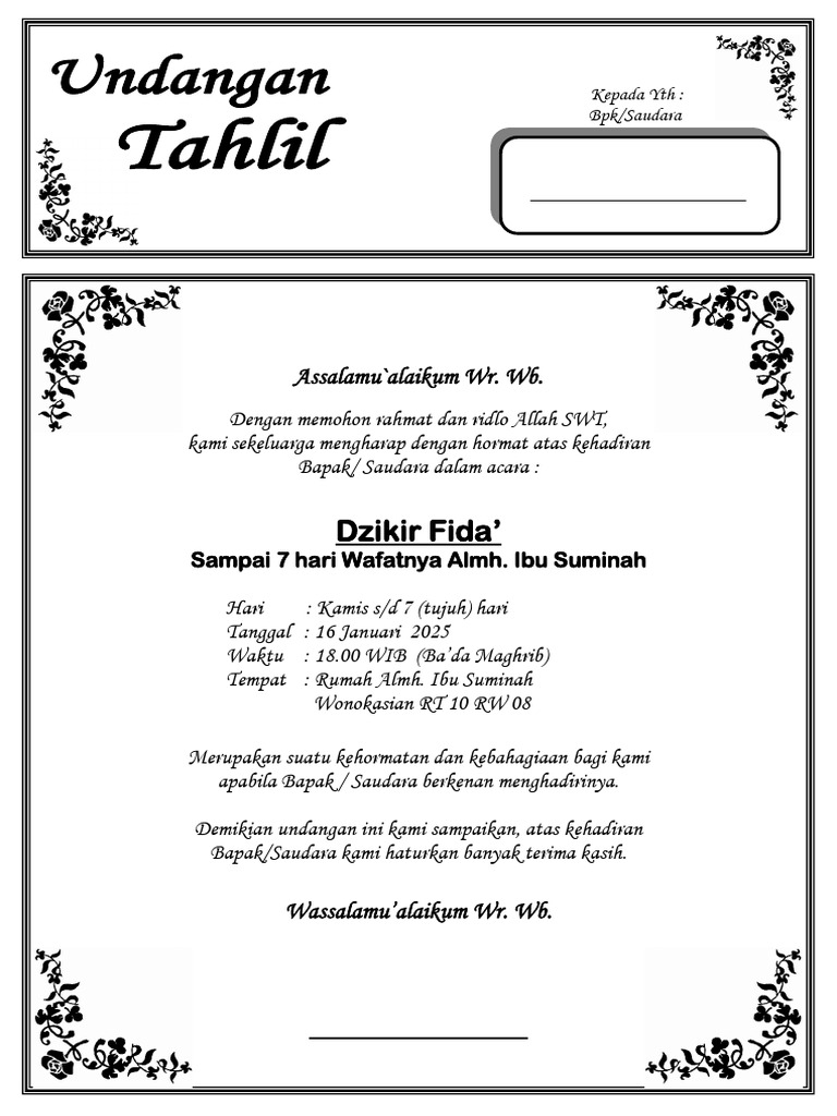 Tahlil Fida' | PDF