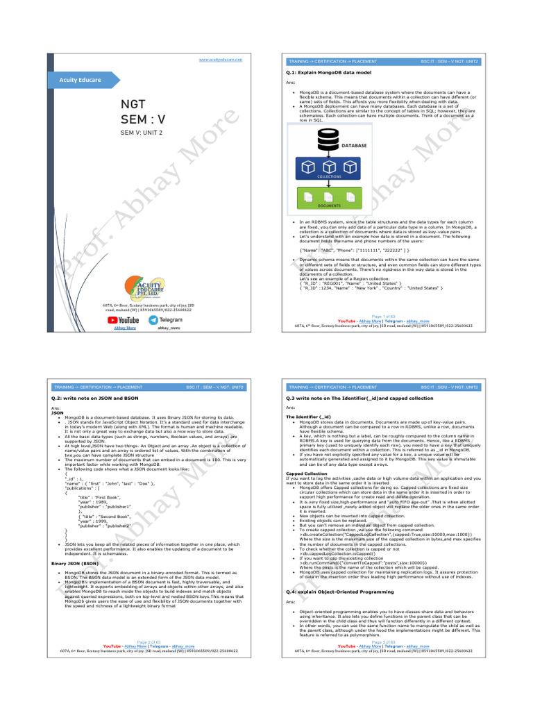 Unit 2 | PDF | Json | Mongo Db