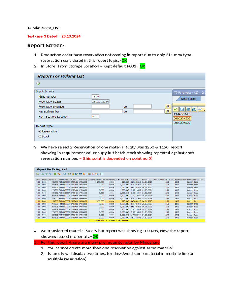 Picking Report Test3 | PDF