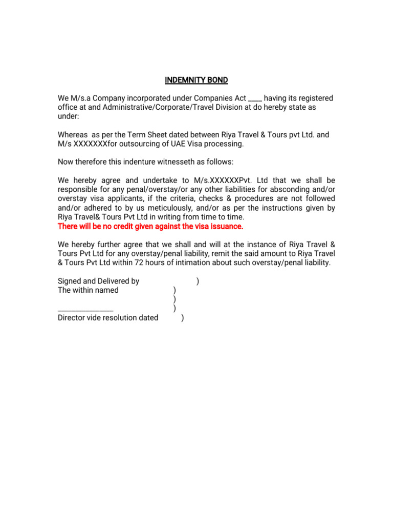 Indemnity Bond - Format | PDF