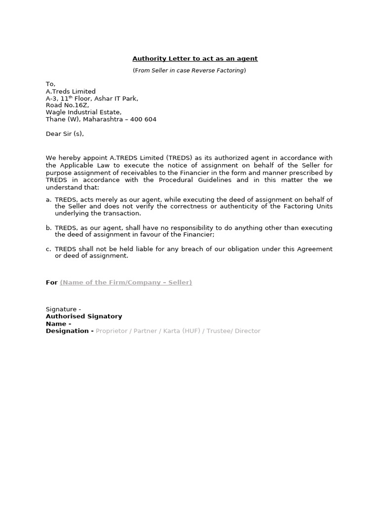 Reverse Factoring Authority Letter | PDF | Factoring (Finance) | Justice