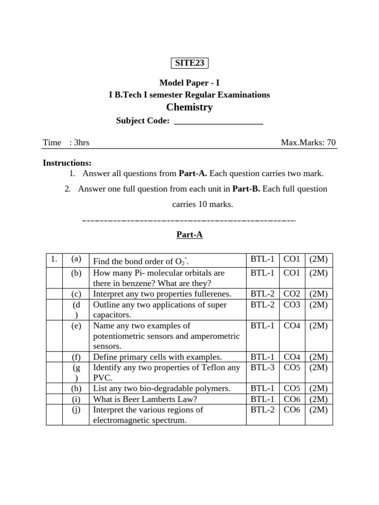 Chemistry Model Paper-I | PDF | Lithium Ion Battery | Ultraviolet ...