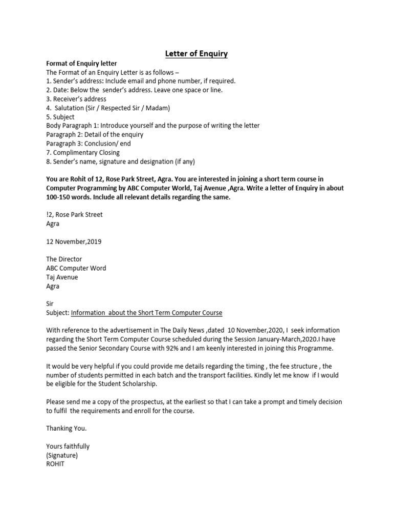 Letter of Enquiry | PDF