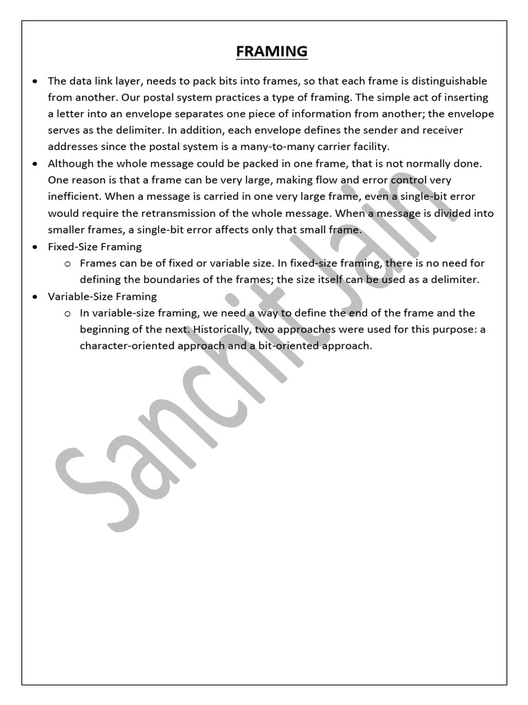 Framing Protocols: Fixed vs. Variable Size | PDF | Error Detection And Correction ...