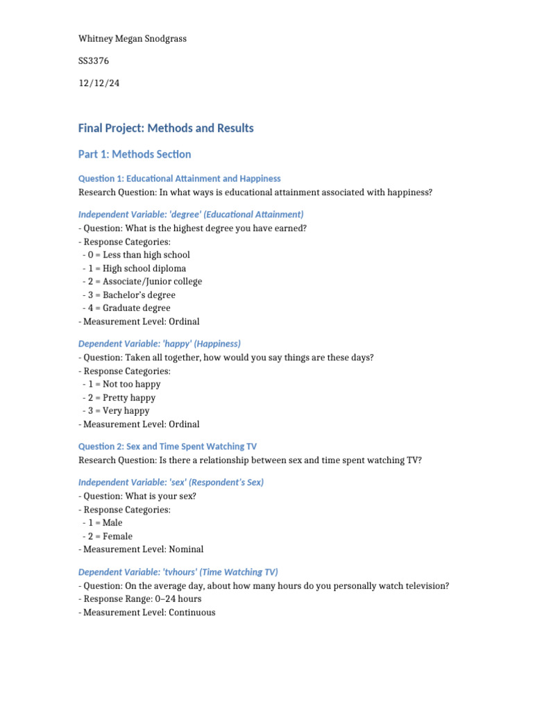 Ss3376 Snodgrass Finalfinal | PDF | Statistics