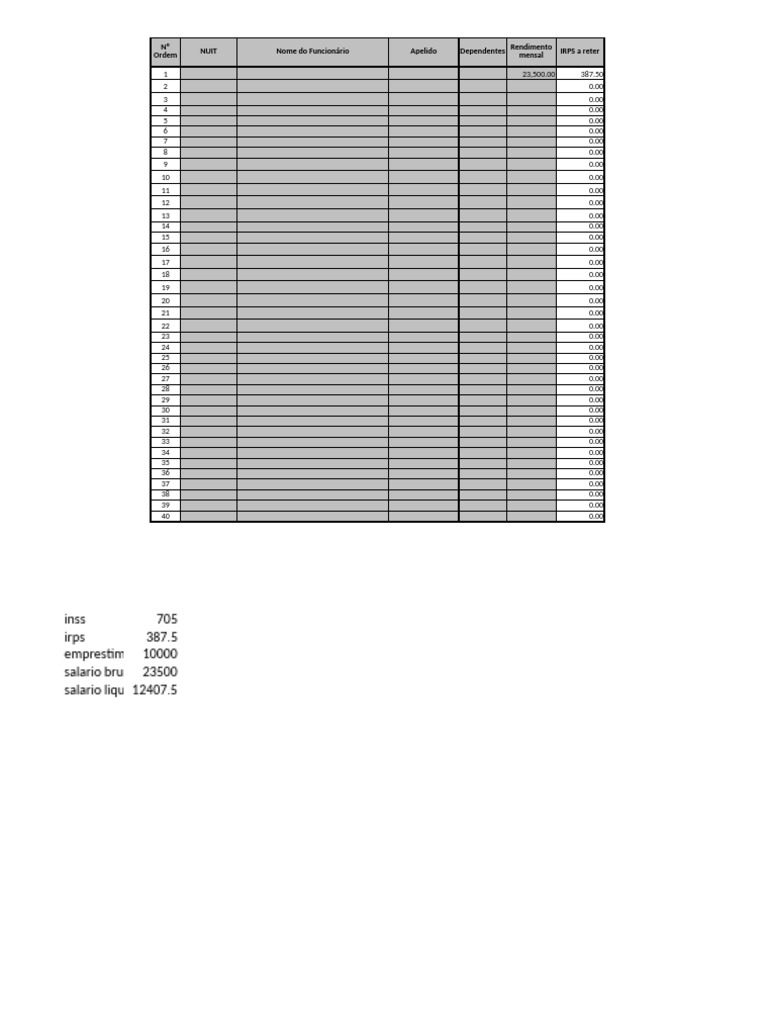 Baixar Aplicativo IRPS Versão Excel | PDF