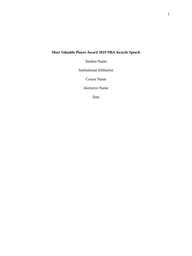 Most Valuable Player Speech 2pg | PDF | National Basketball Association | National Basketball ...