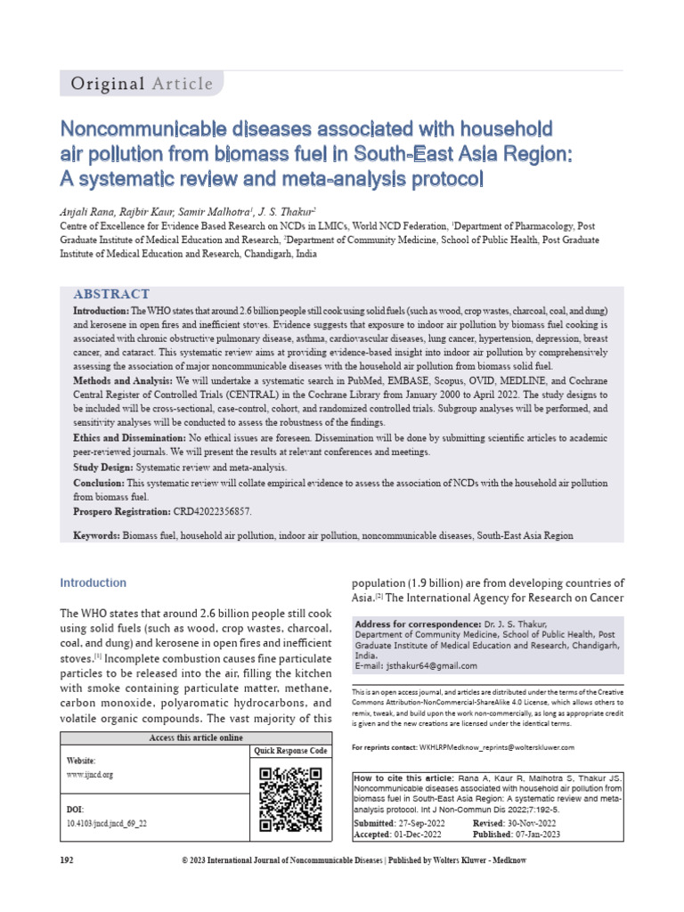 Noncommunicable Diseases Associated With Household.6 | PDF | Air ...