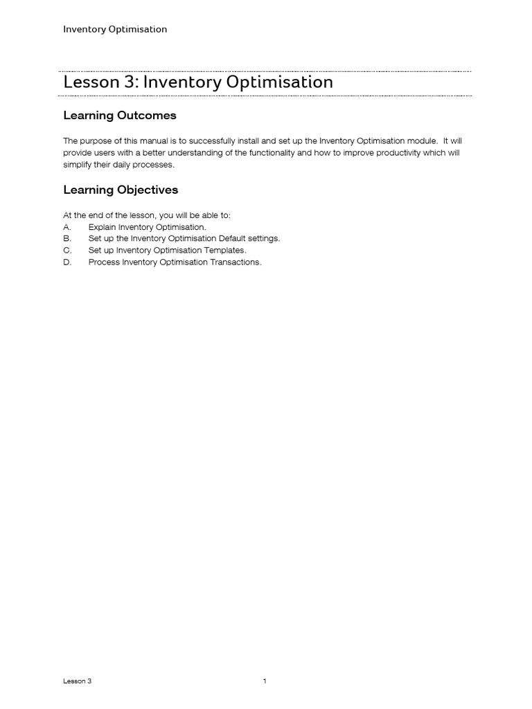 Sage Evolution v6.82 L3 Bridging Course | PDF | Inventory | Mathematical Optimization