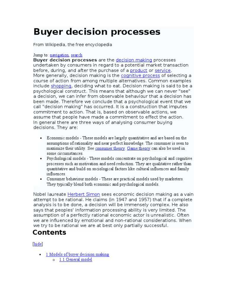 Buyer Decision Processes | PDF | Decision Making | Psychological Concepts