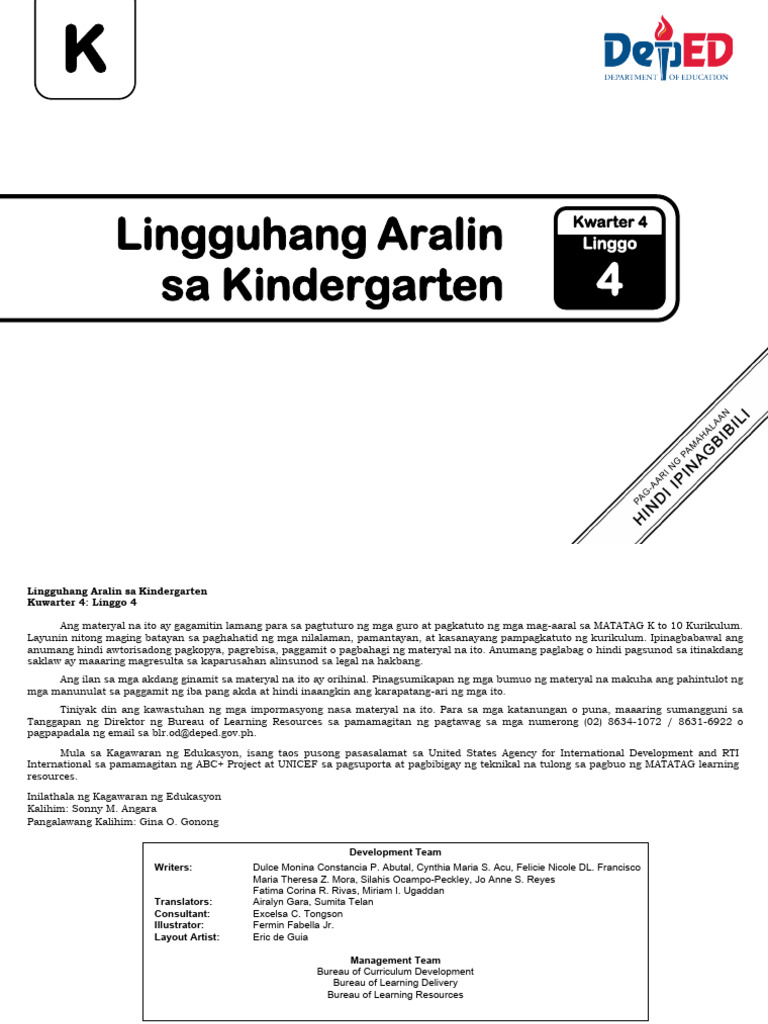 LE Kindergarten Q4 Week4 v.2 | PDF