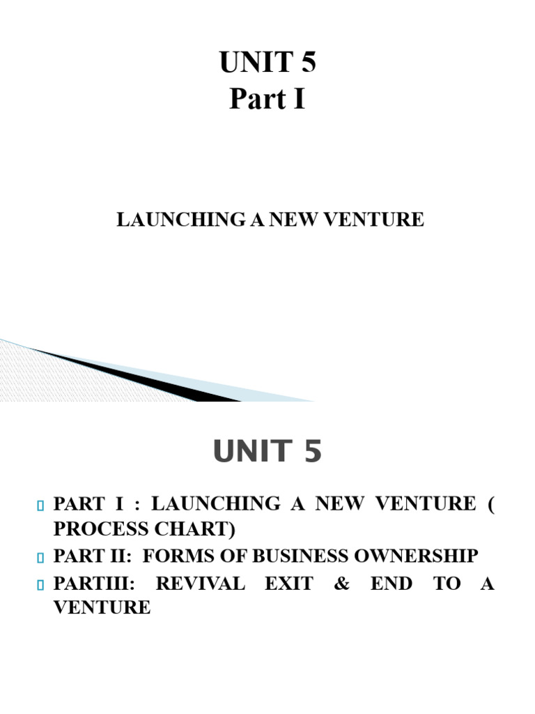 I-e Unit 5 Launching New Venture.pptx | PDF | Partnership | Joint Stock Company