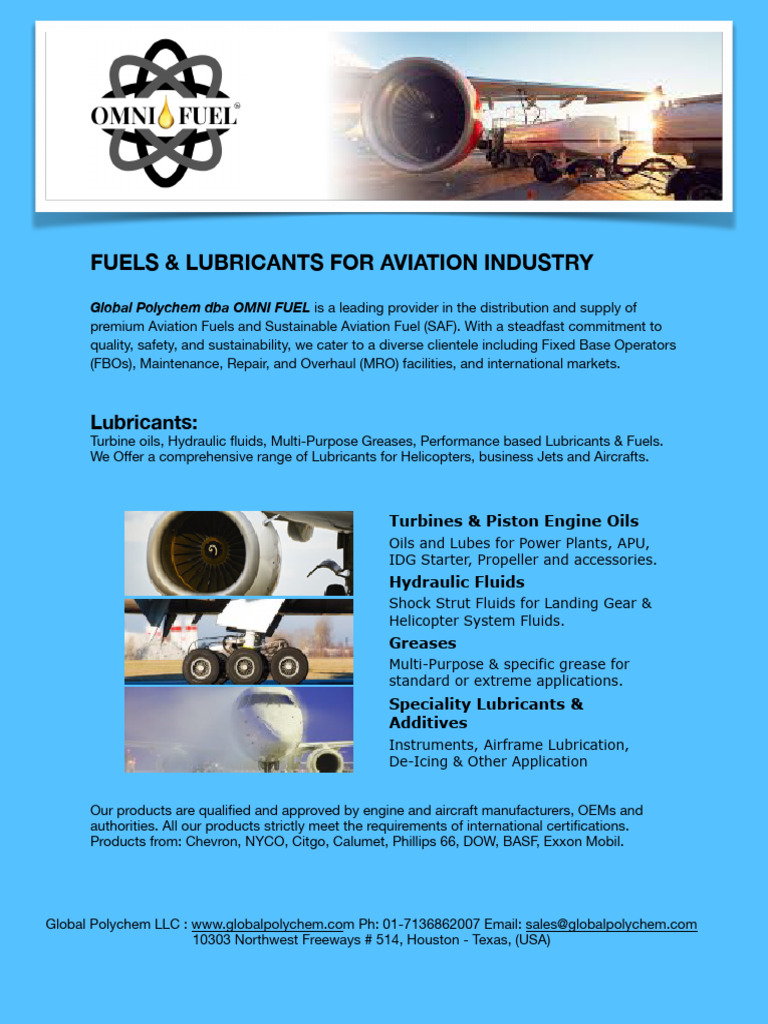 OMNI FUEL - AVIATION Brochure | PDF | Jet Fuel | Lubricant