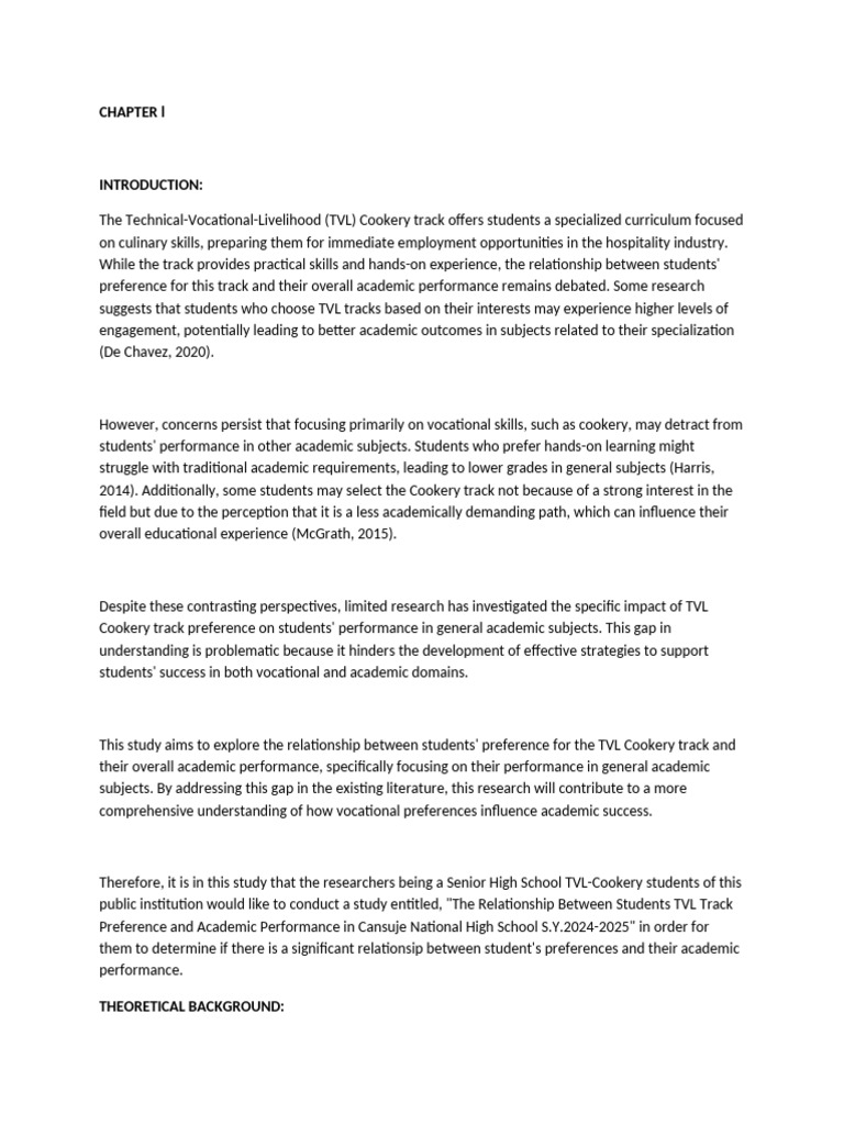 Relationship Between Students TVL Track Preference and Academic ...