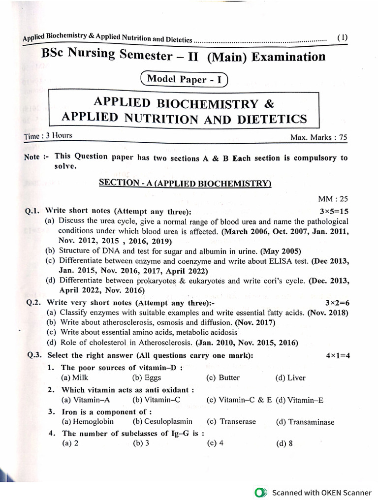 BSC Nursing 1st Semester (Biochemistry) Complete | PDF