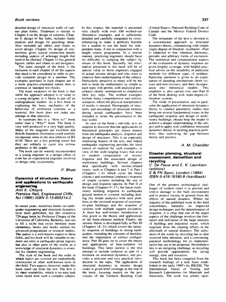 Dynamics of Structures in Earthquake Engineering | PDF | Applied And ...
