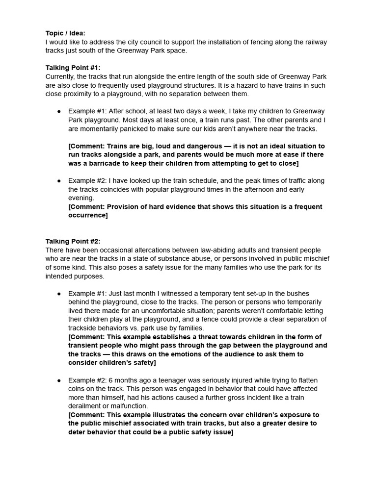 SPEAKING - Sample of Talking Points | PDF | Playground | Interpersonal Relationships