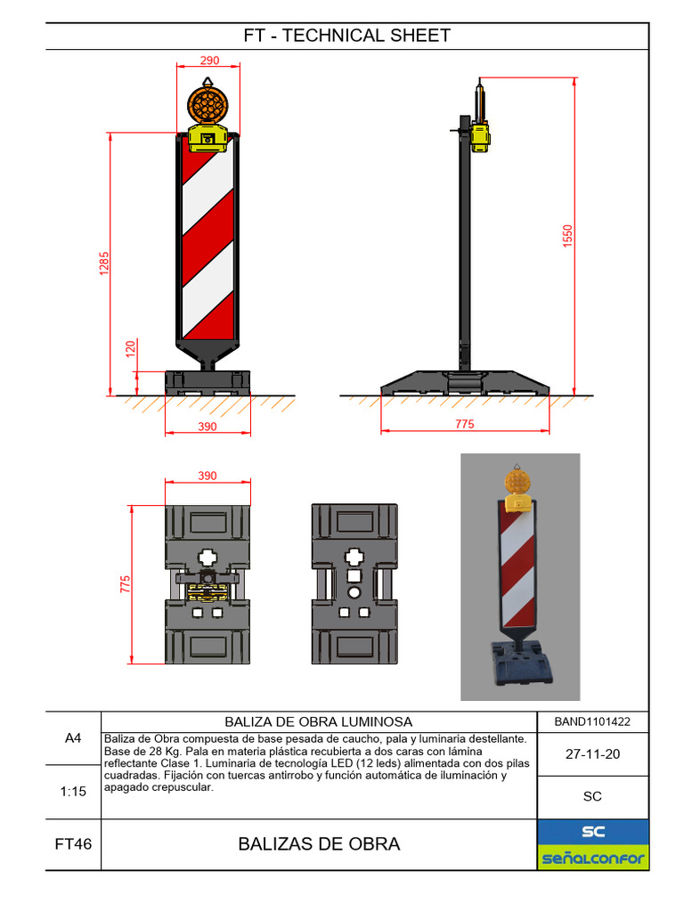 FT46 Baliza de Obra Con Luminaria | PDF