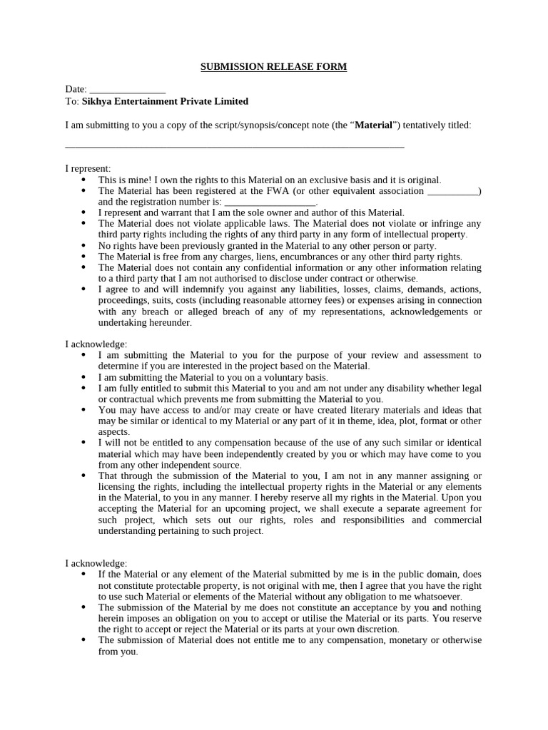 Script Submission Terms | PDF | Arbitration | Discovery (Law)