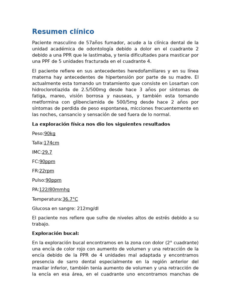 Resumen Clínico | PDF | Odontología | Enfermedades y trastornos
