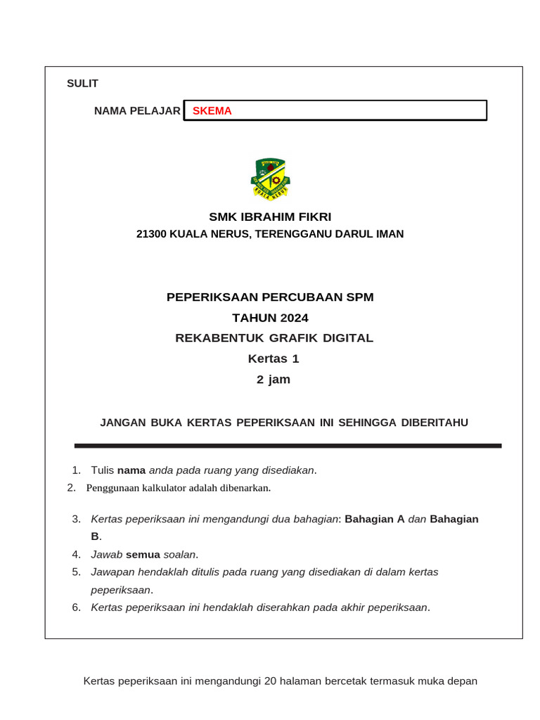 Skema Sif Real Trial SPM RGD 2024 | PDF
