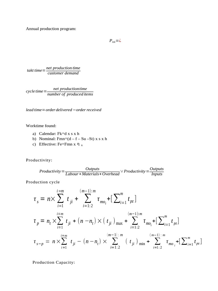 Formulas For Colloquium - 2024-25 | PDF