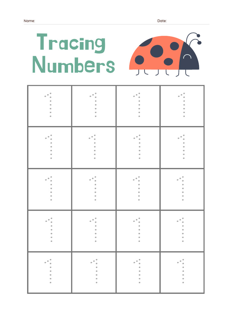 Tracing Numbers Worksheet in Colorful Illustrative Style | PDF