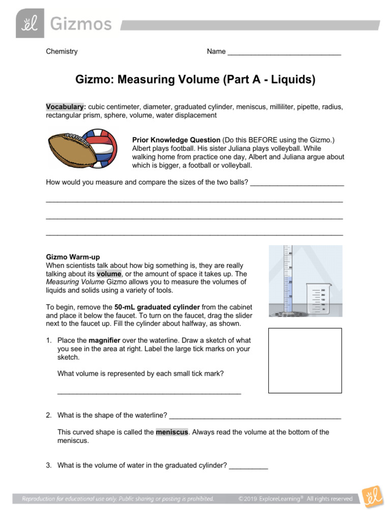 Gizmo: Measuring Liquid Volume | PDF | Volume