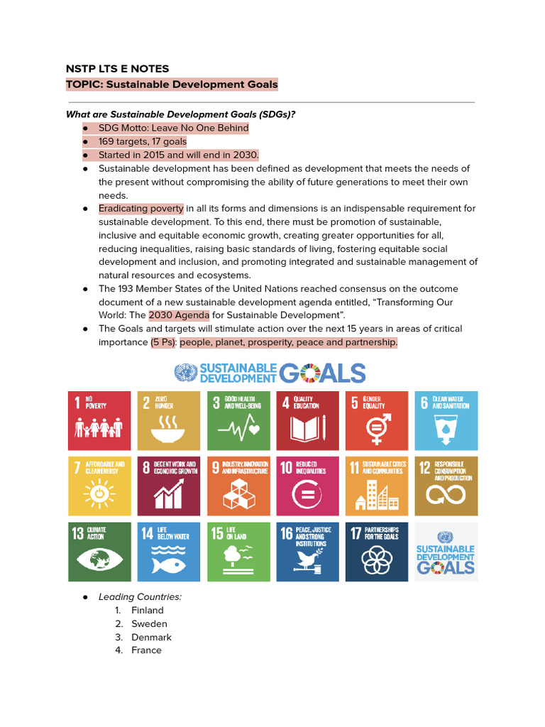 Overview of Sustainable Development Goals | PDF