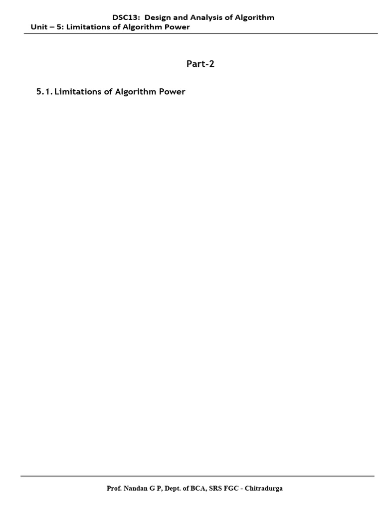 Unit 5 - Part- 2 Limitations of Algorithm Power | PDF | Algorithms | Time Complexity