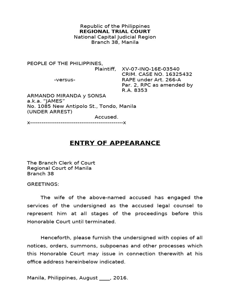 Entry of Appearance | PDF