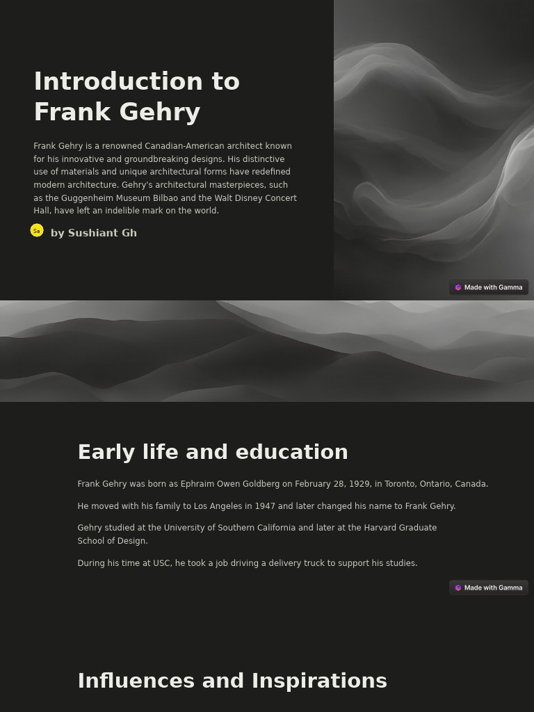 Frank Gehry: Innovator of Modern Architecture | PDF | Style | The Arts