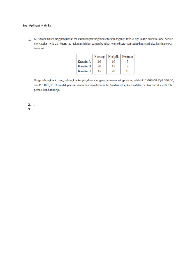 Soal Aplikasi Matriks | PDF
