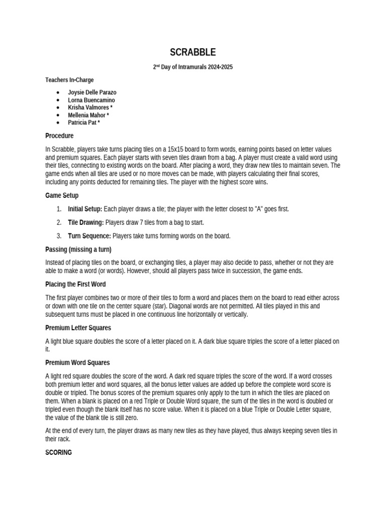 SCRABBLE - Intrams | PDF