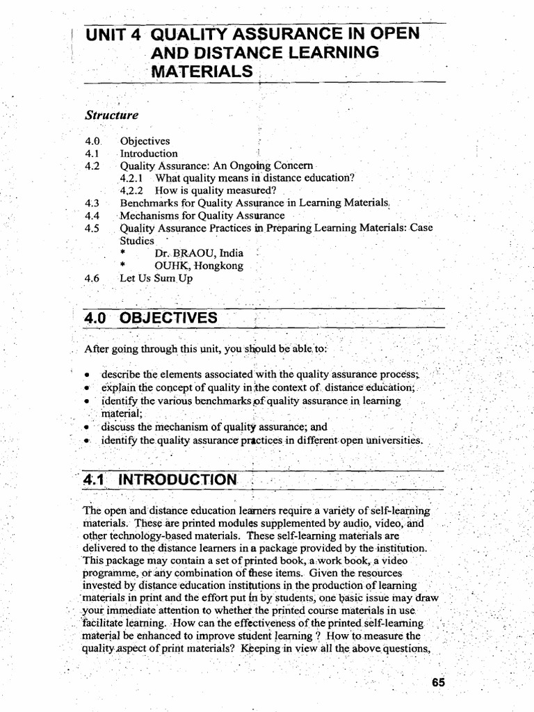 Unit-4 | PDF | Distance Education | Quality Assurance