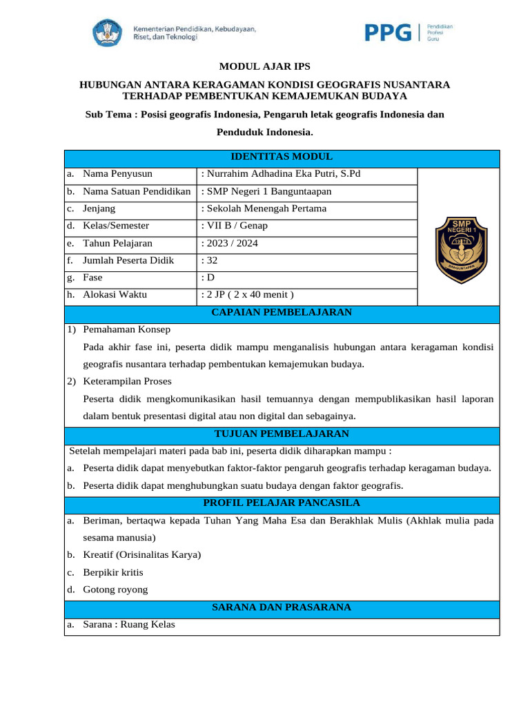 Modul Ajar Siklus 3 | PDF