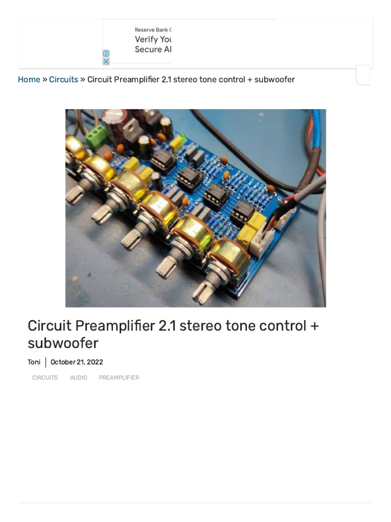 Circuit Preamplifier 2.1 Stereo Tone Control + Subwoofer - Xtronic | PDF | Amplifier | Loudspeaker