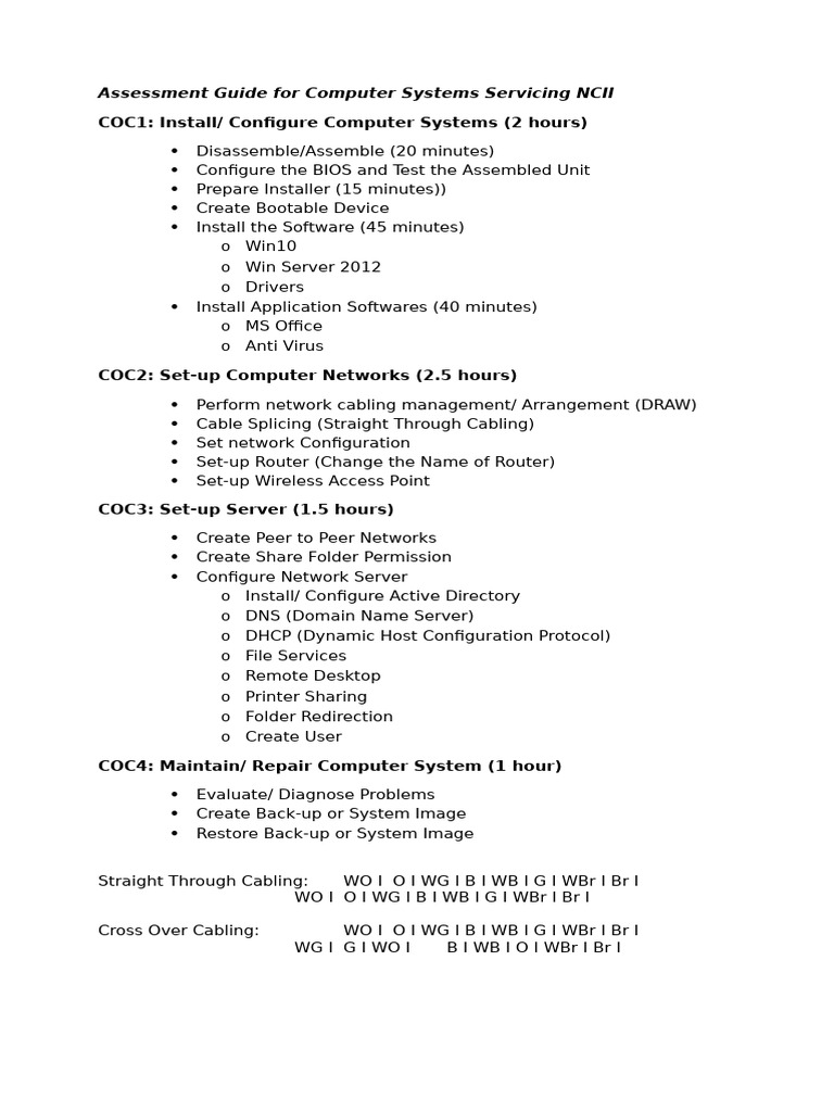 Assessment Guide for Computer Systems Servicing NCII | PDF