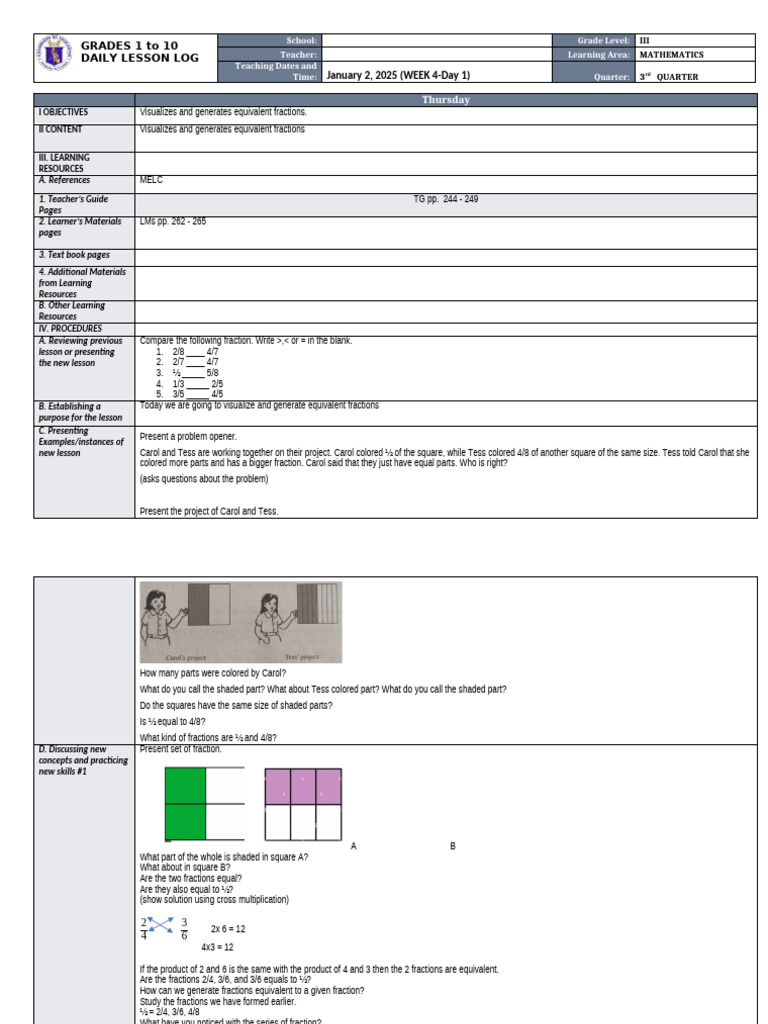 DLL Math-3 Q3 W5-Day-1 | PDF | Learning | Behavior Modification
