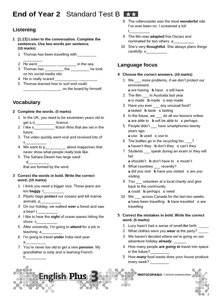 Year 2 Standard Test B Overview | PDF