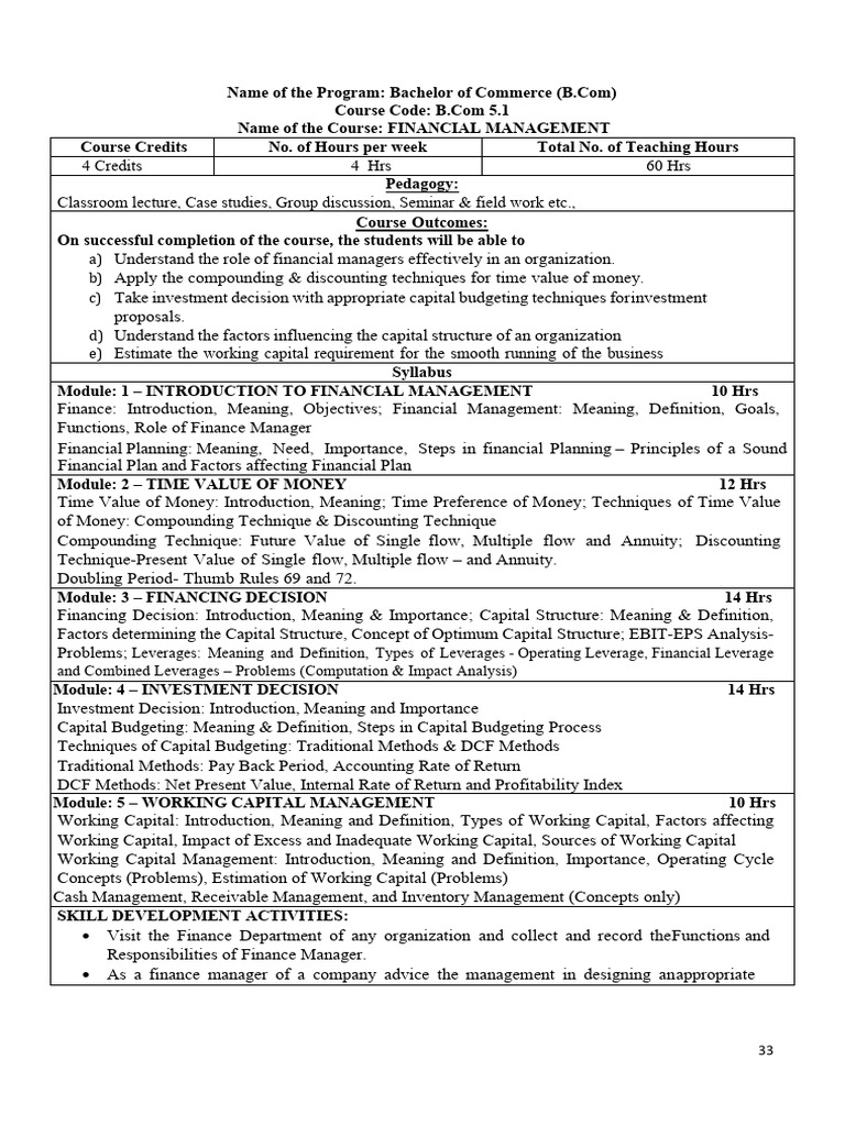 5th and 6th sem syllabus | PDF | Audit | Capital Budgeting
