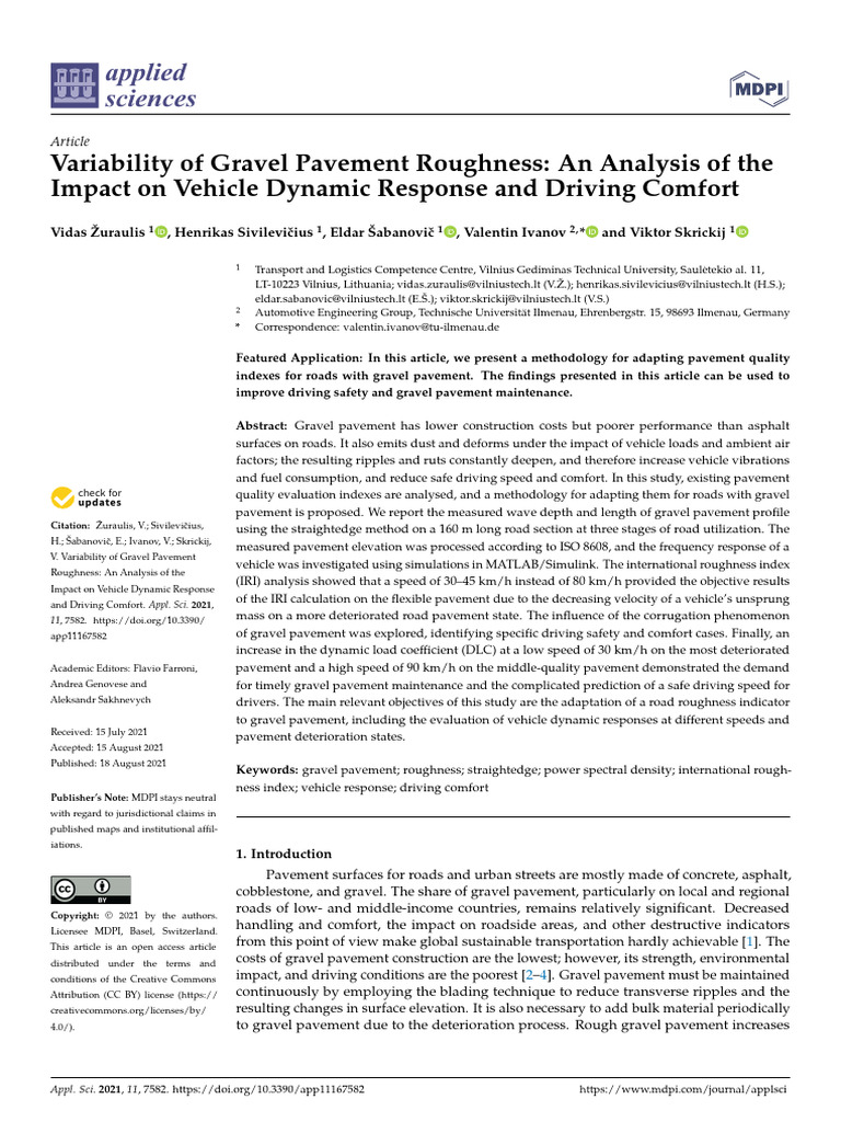 2021 Q2 Variability of Gravel Pavement Roughness | PDF | Road | Road ...