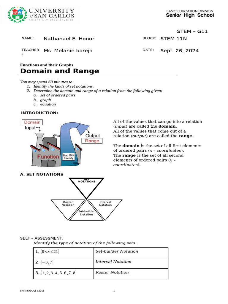 Determine the Domain and Range of a Relation | PDF | Function (Mathematics) | Functions And Mappings
